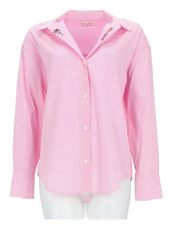 MC2 SAINT BARTH Striped Cotton Shirt With Embroidery - Pink