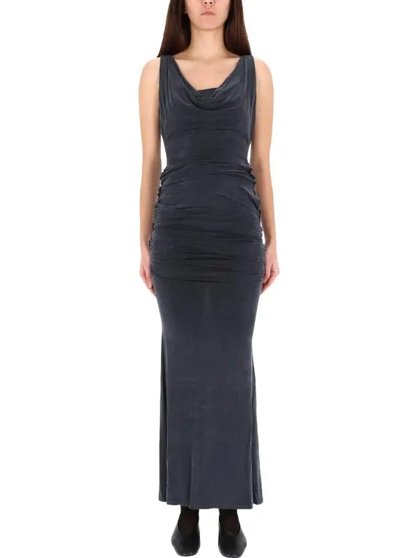 VIVIENNE WESTWOOD Sleeveless Ruched Maxi Dress - Black