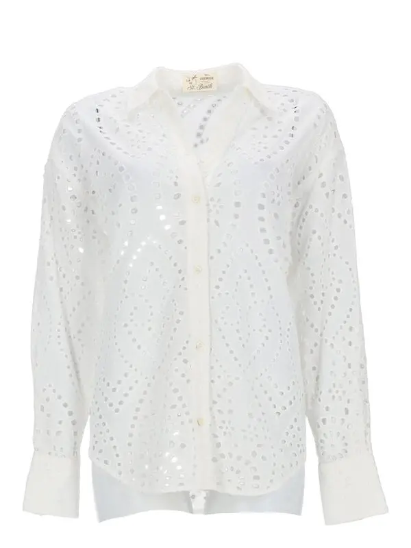 MC2 SAINT BARTH Elegant Broderie Anglaise Blouse - White