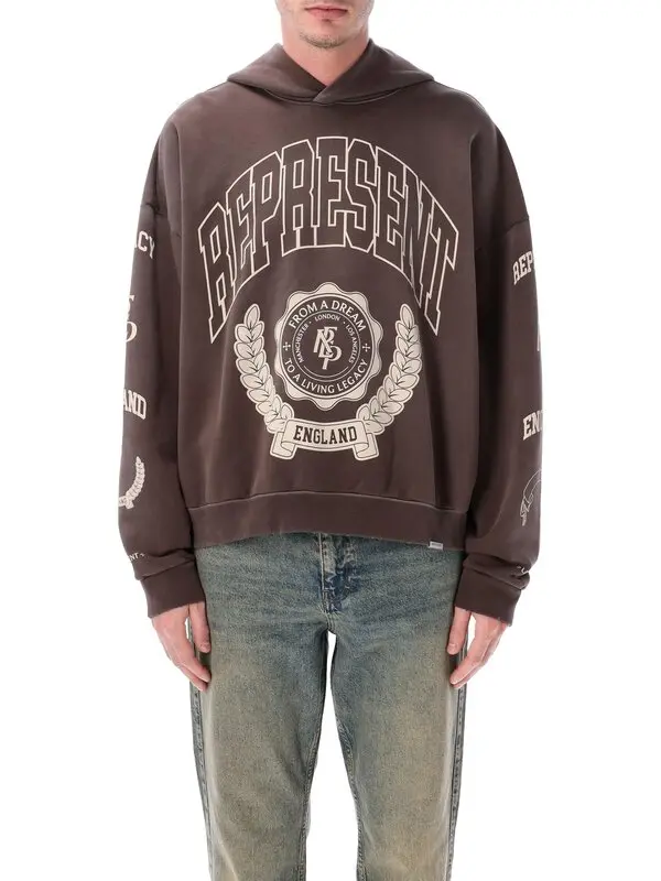 REPRESENT Legacy Crest Relaxed Fit Hoodie - Brown