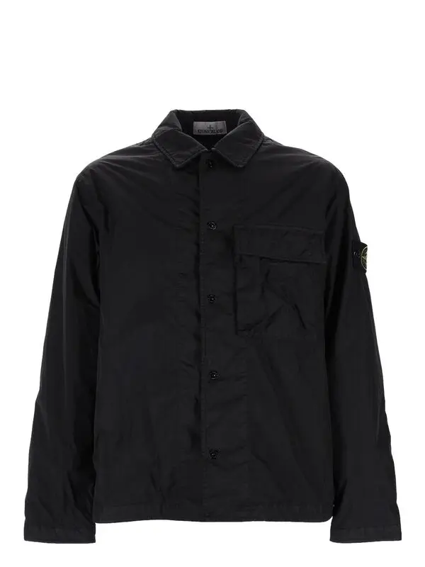 Stone Island Regular-fit Padded Overshirt With Pocket Crinkle Reps Ny - Black
