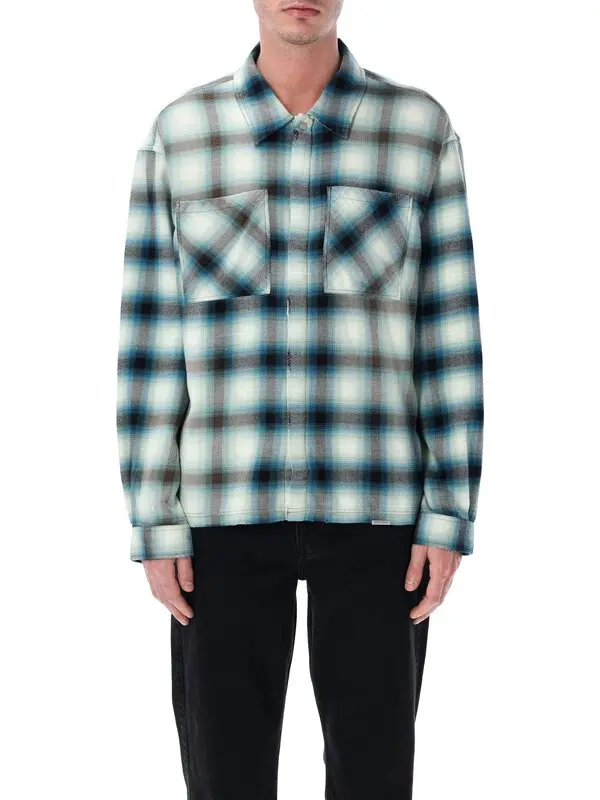REPRESENT Plaid Overshirt With Chest Pockets - Cloud