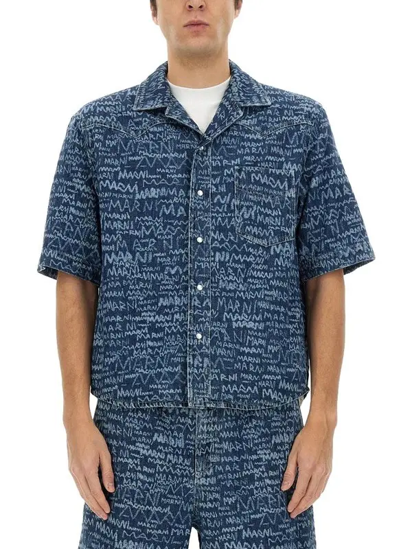 Marni Logo Western Shirt - Denim
