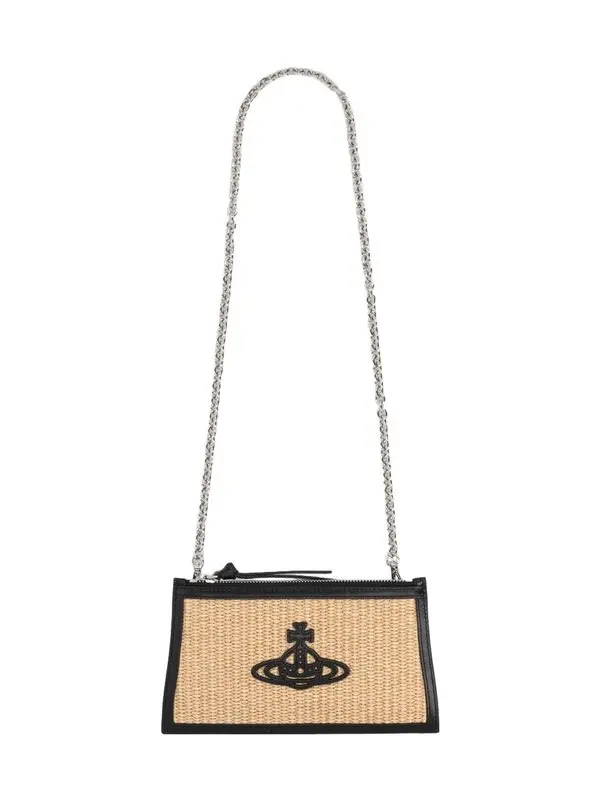 VIVIENNE WESTWOOD Mini Intrecciata Clutch Purse With Chain Strap - Beige