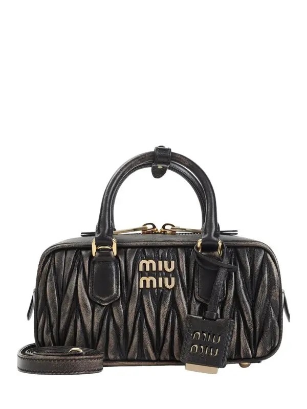 Miu Miu Mini Bauletto Leather Shoulder Bag - Brown