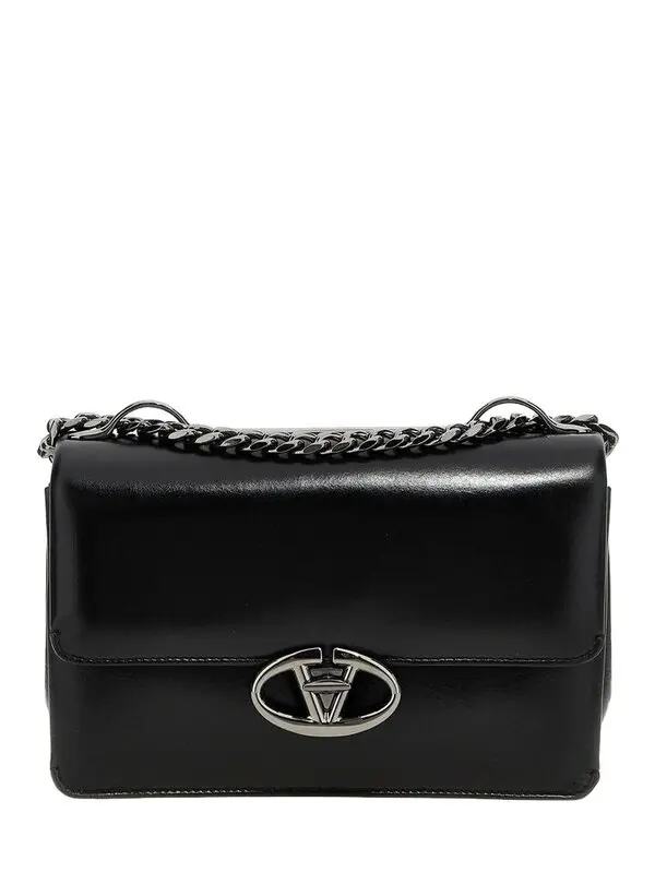 Valentino Garavani Mini Shoulder Bag With Chain Strap And Gold Tone V Logo - Nero