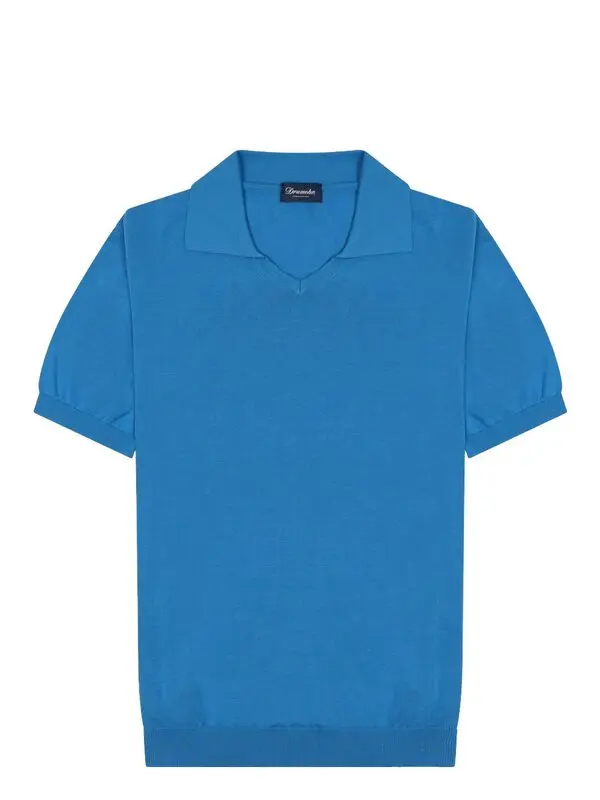 DRUMOHR Fine-knit Polo Shirt - Azure