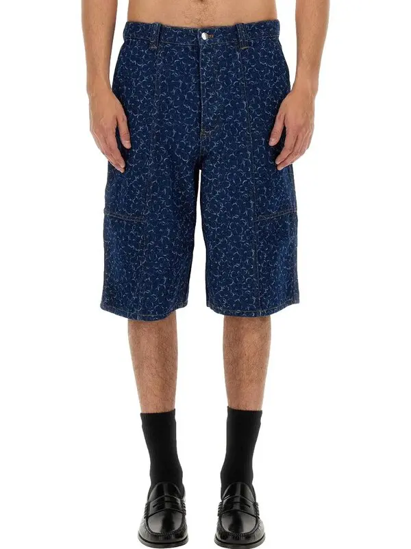 Maison Kitsuné Printed Bermuda Shorts - Denim