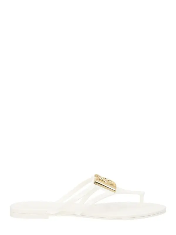 Dolce & Gabbana Rubber Thong Sandals With Logo Plaque - White