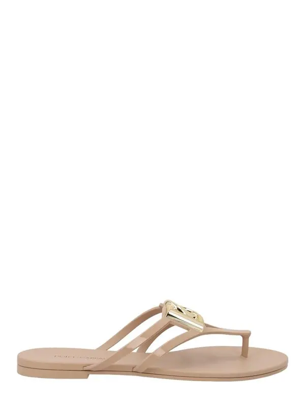Dolce & Gabbana Rubber Beachwear Slides With Logo - Beige