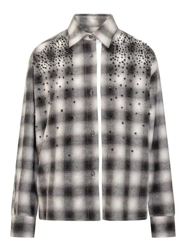 DES_PHEMMES Embellished Plaid Shirt - Noir