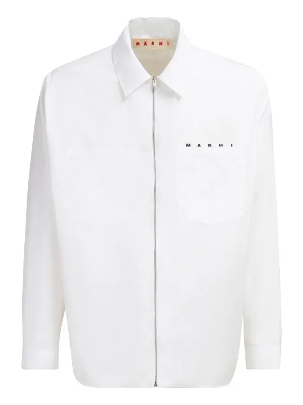 Marni Zip Front Overshirt - Lily White