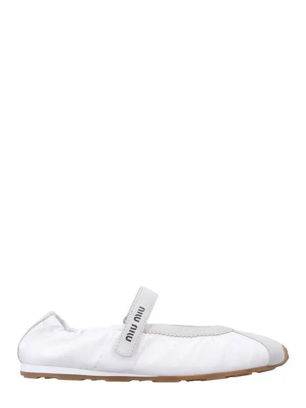 Miu Miu Technical Fabric And Suede Ballerinas - White