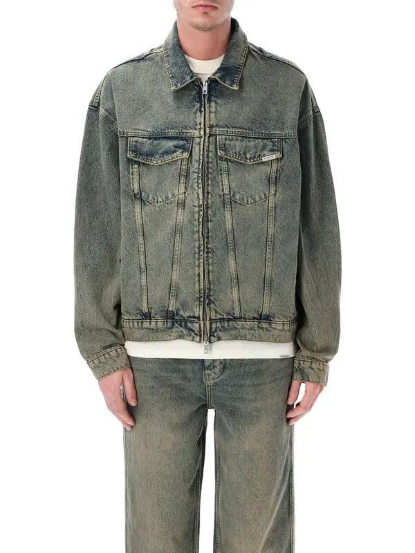 REPRESENT Zip-front Denim Jacket - Blue Cream
