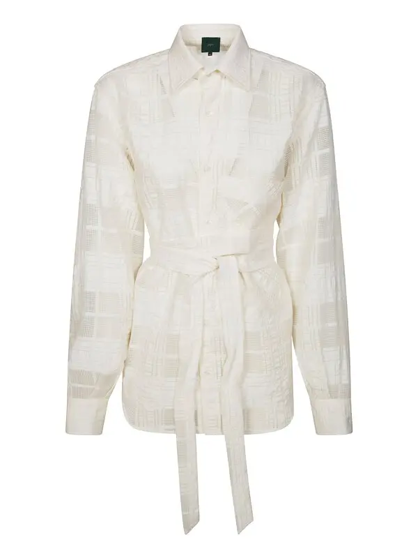 MAISON JEJIA Relaxed Fit Dress Shirt With Belt Detail - Bianco