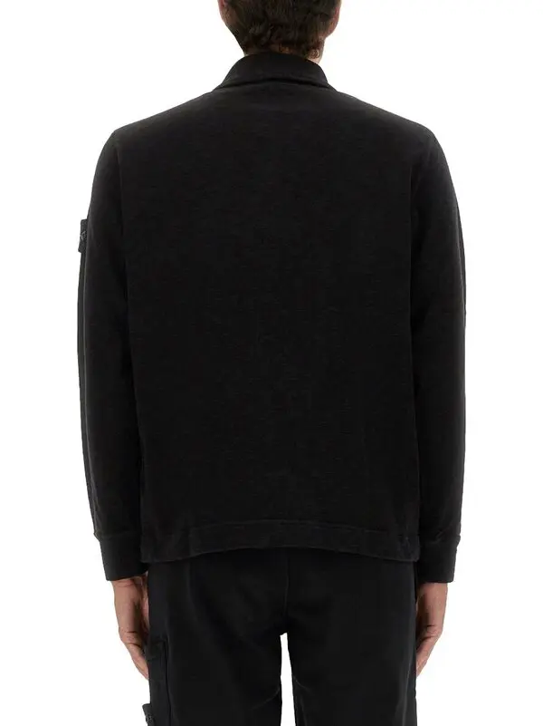 Stone Island Cotton Vanisé Polo Shirt - Black