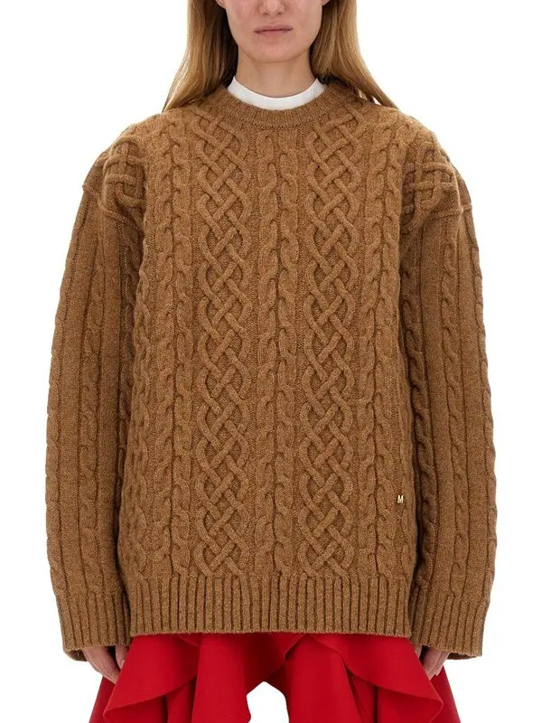 Moschino Oversize Fit Cable Knit Sweater - Beige