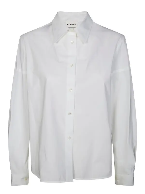 PAROSH Cotton Long Sleeve Shirt - Bianco