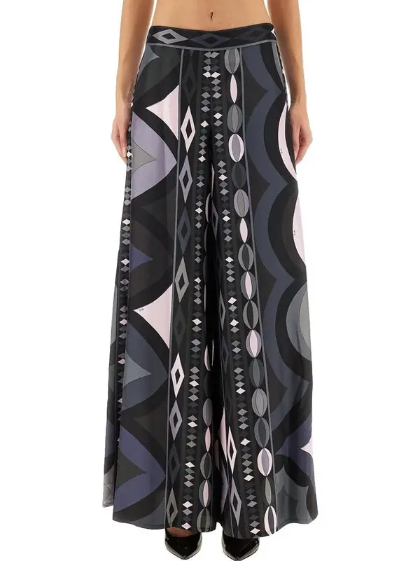 Emilio Pucci Printed Wide-leg Trousers - Black