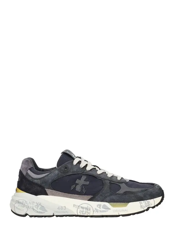 Premiata Low-top Sneakers With Mixed-material Upper And Cushioned Midsole - Blue