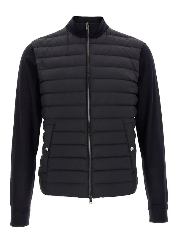 Herno Quilted Zip-up Jacket With Contrasting Sleeves - Darkblue