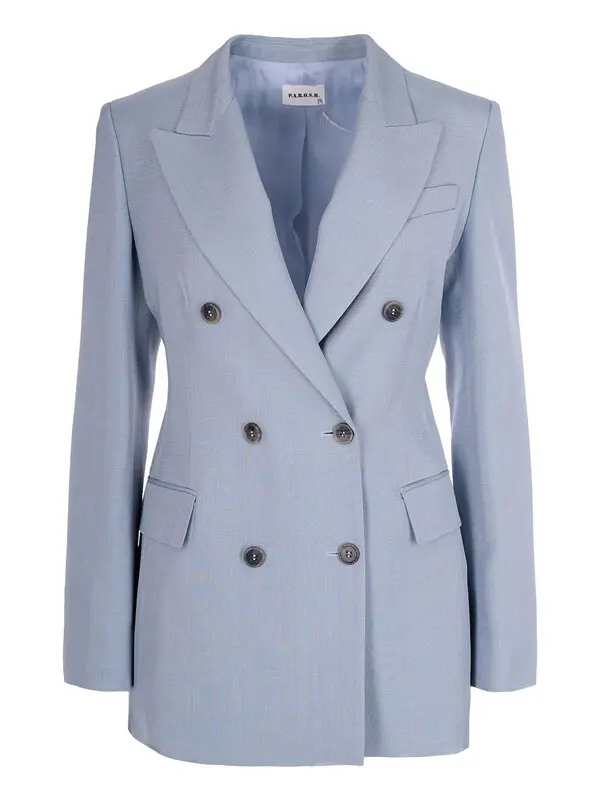 PAROSH Double Breasted Blazer - Azzurro