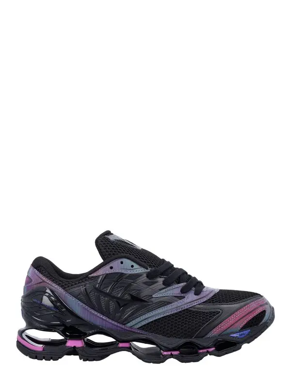 Mizuno Wave Print Sneakers With Floral Embroidery - Blue