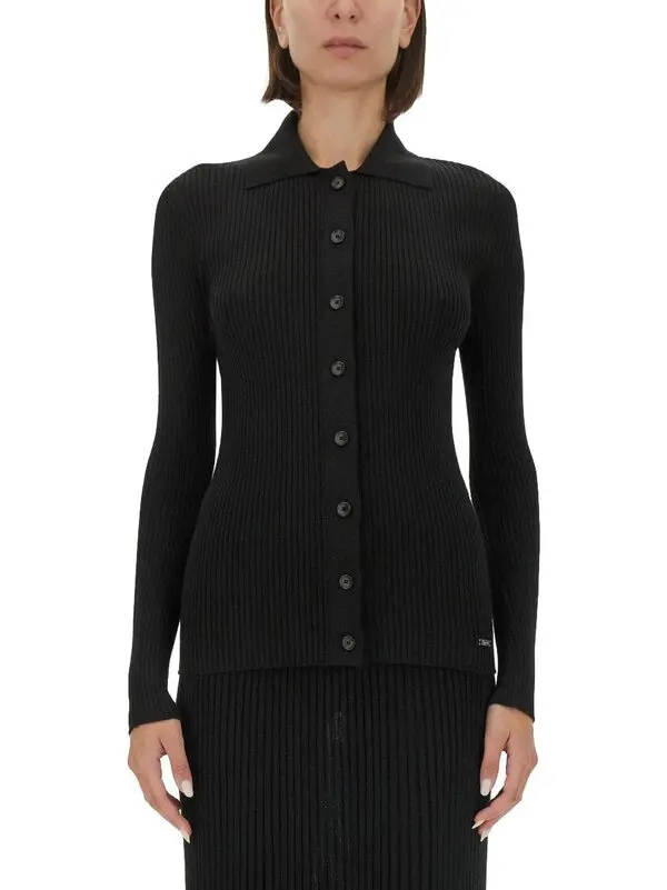 Kiton Textured Ribbed Knit Polo Sweater - Black