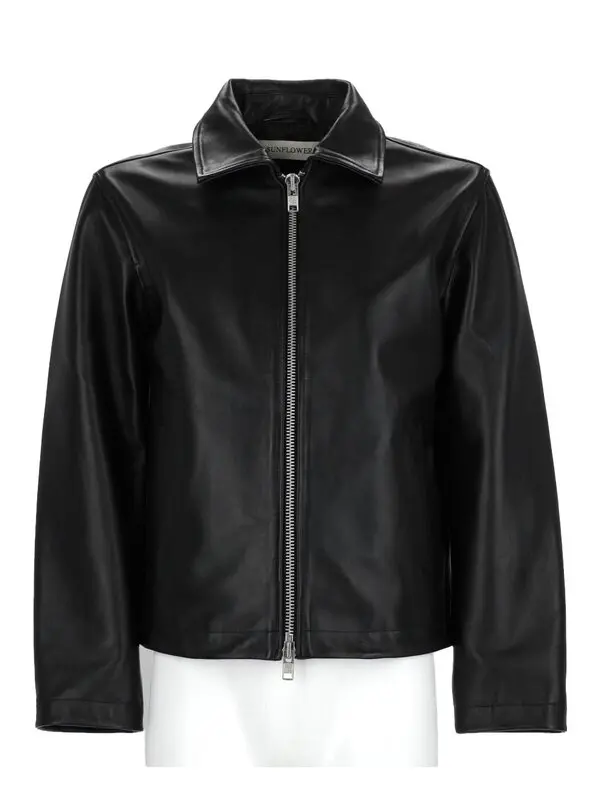 SUNFLOWER Short Leather Jacket - Black