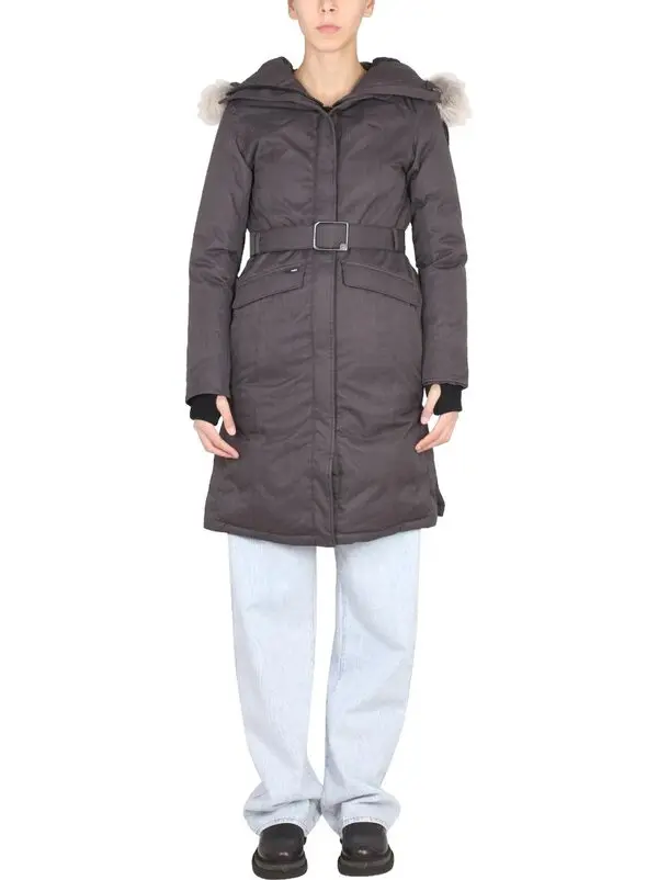 NOBIS Morgan Parka With Drawstring Hood And Belted Waist - Grey