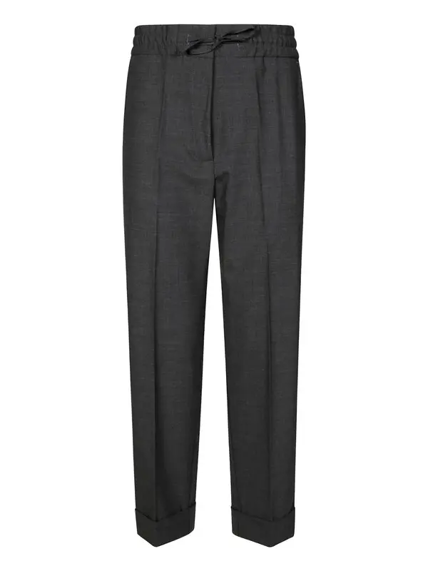 PAROSH Wool Trousers With Drawstring - Nero