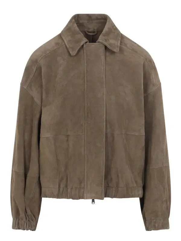 Brunello Cucinelli Suede Zip-up Jacket - Brown