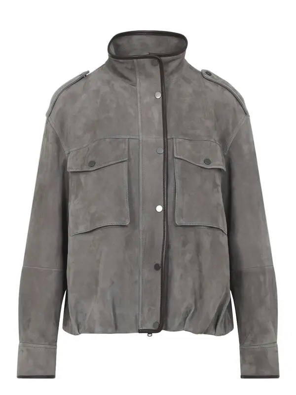 Brunello Cucinelli Suede Zip-up Jacket - Grey