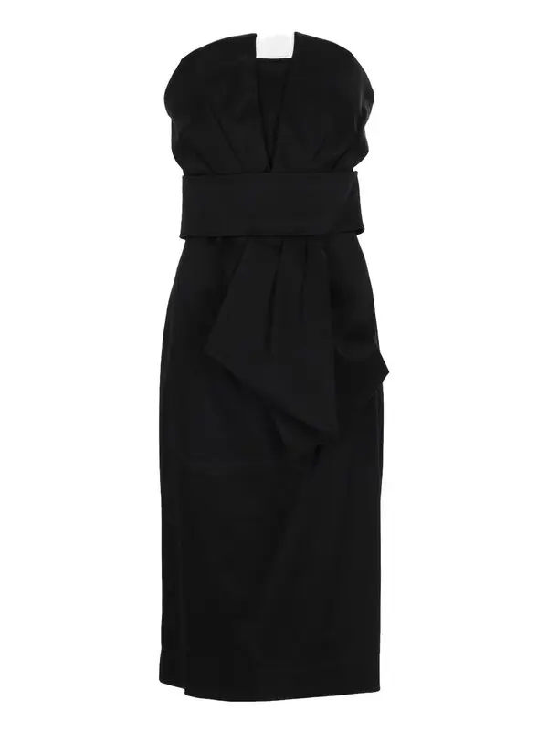 P.a.r.o.s.h Elegant Draped Midi Suit - Black