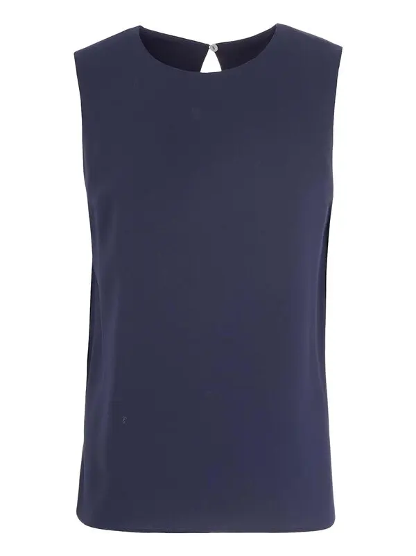 PAROSH Sleeveless Top With Keyhole Detail - Blu