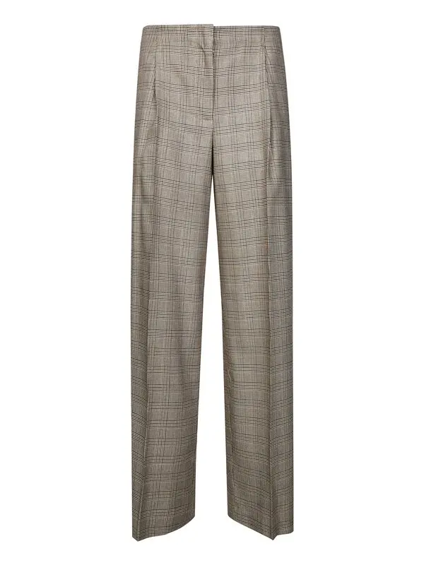 8PM Wide-leg Tartan Trousers - Beige