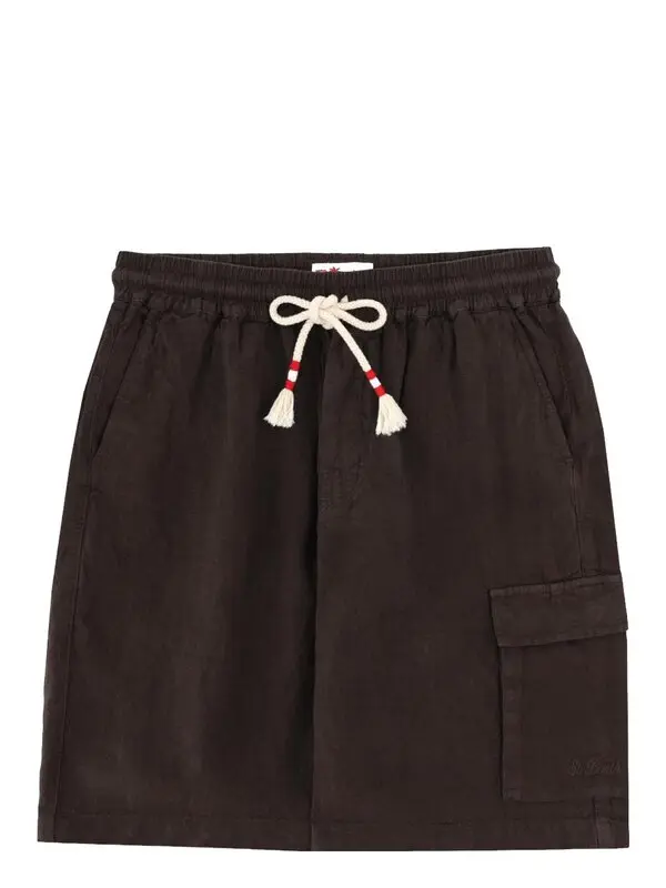 MC2 SAINT BARTH Linen Cargo Shorts With Drawstring Waist - Brown