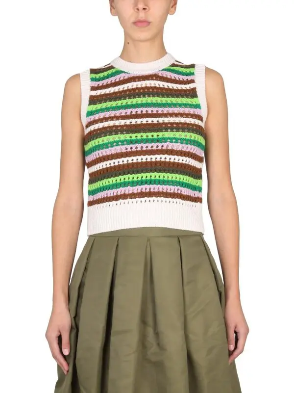 DEPARTMENT 5 Striped Wool Crochet Top - Multicolour