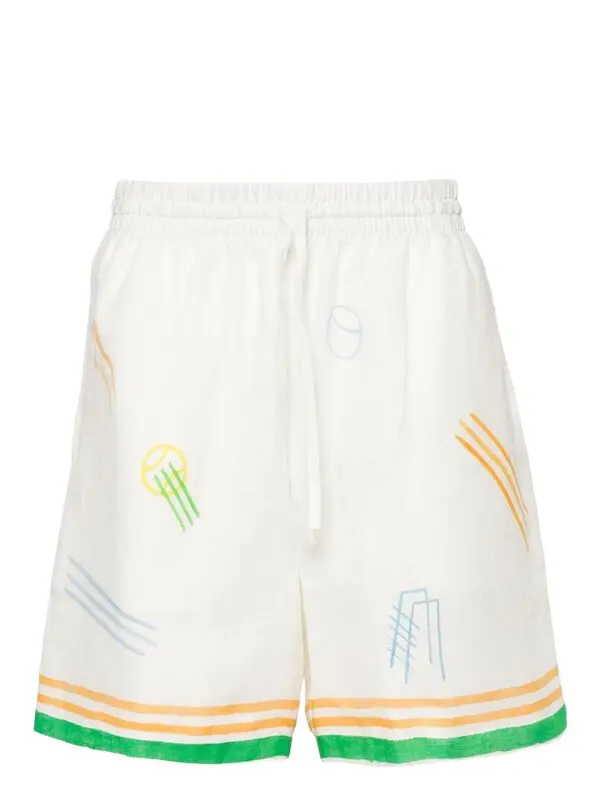 Casablanca Linen Printed Relaxed Fit Shorts - Lejeu