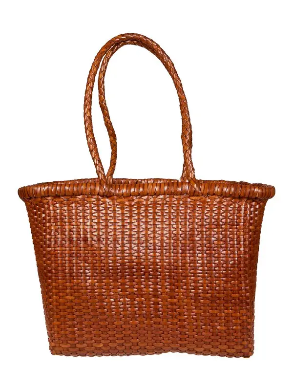 Dragon Diffusion Small Woven Leather Tote - Beige
