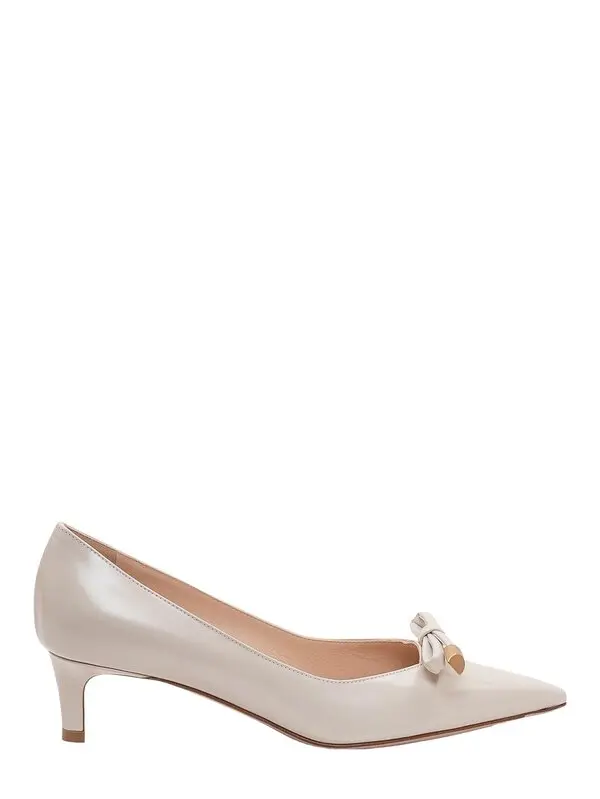 Roberto Festa Mid Heel Pumps With Bow Detailing - Stone