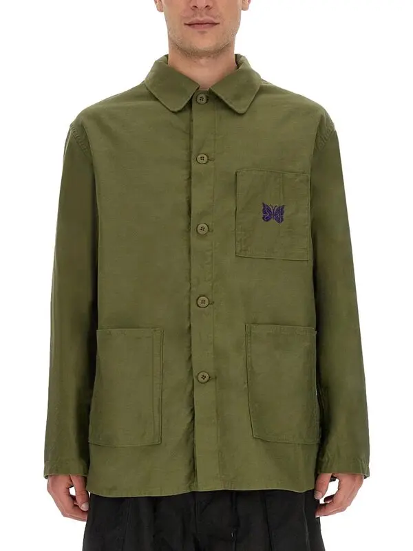 Needles Embroidered Cotton Shirt Jacket - Green