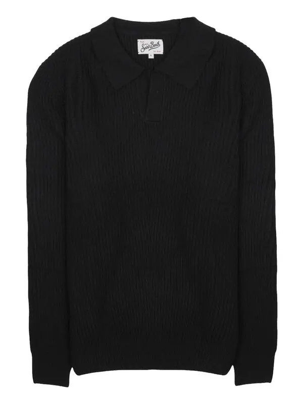 MC2 SAINT BARTH Classic Wool Polo Sweater - Black