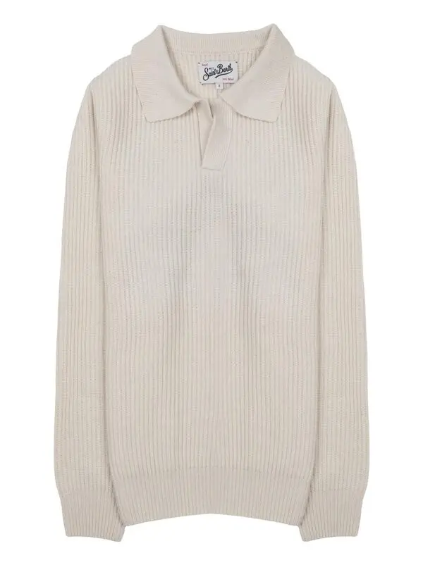 MC2 SAINT BARTH Wool Striped Polo Dawning - Beige