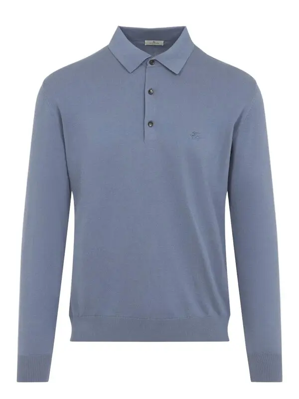 Etro Knitted Cotton Polo - Blue