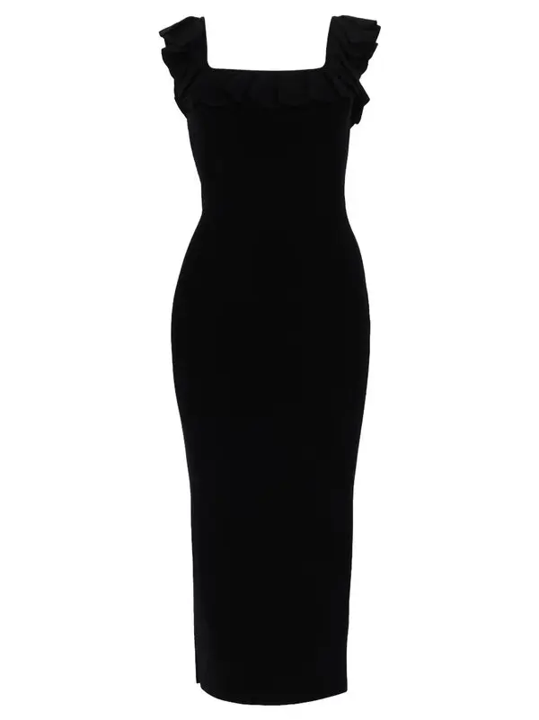 Michael Kors Square Neck Ruffled Mini Dress - Black