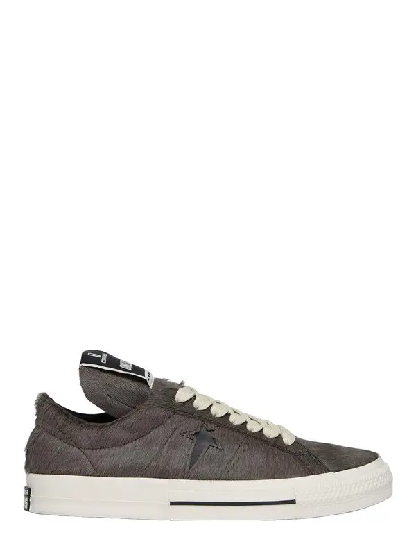 Rick Owens Fur-trimmed Lace-up Sneakers - Grey