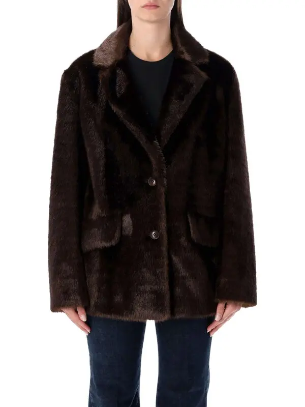 STAND STUDIO Evyn Faux Fur Jacket - Brown