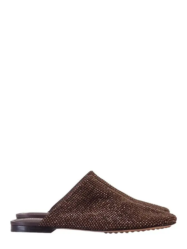 Bottega Veneta Crystal Embellished Leather Slip-on Flats - Brown