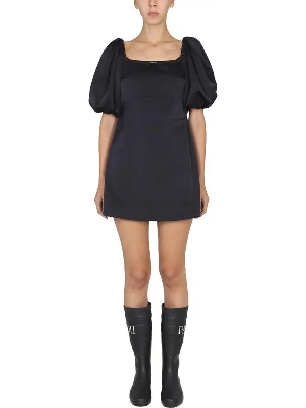 PATOU Balloon Sleeve Drawstring Dress - Black